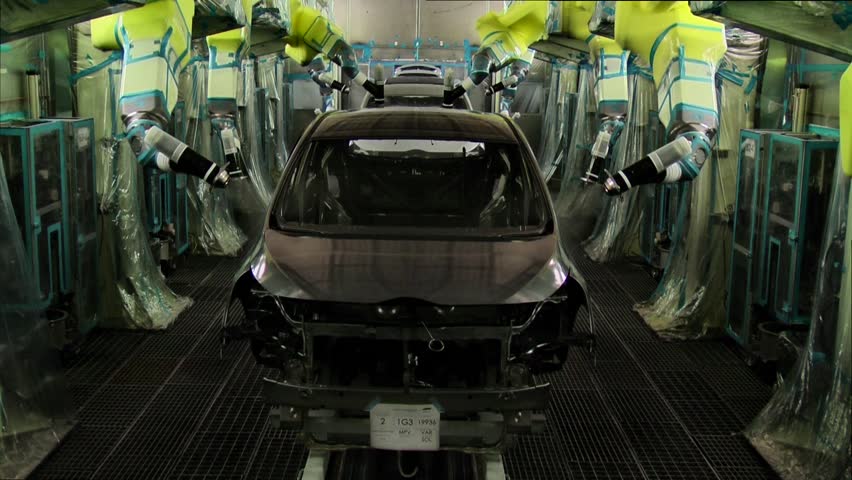 Stock video of robots are painting in automobile factory | 4203301 ...