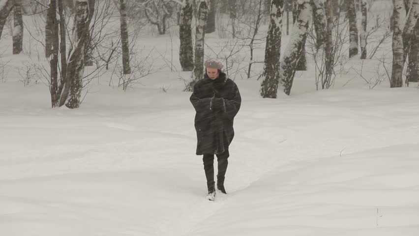 Walking Outdoor On Snow By The Cloudy Weather - Cold Weather Outdoor ...