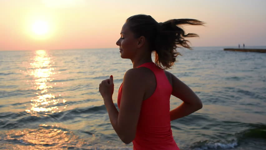 Running Woman Outdoors Beach Run Stock Footage Video 5895974 | Shutterstock