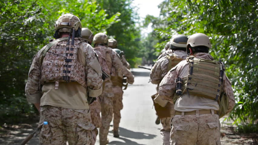 Stock video of group of soldiers following the road | 4586291 ...