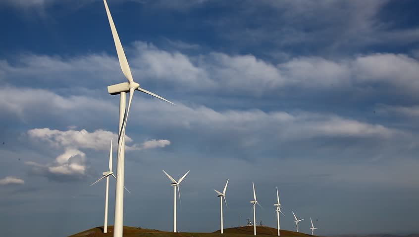 Wind Energy, 3d Animation On Time-lapse Sky Background Stock Footage ...