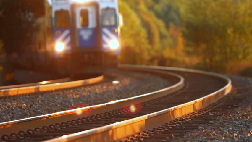 Closeup of Passenger Train Passing Stock Footage Video (100% Royalty ...