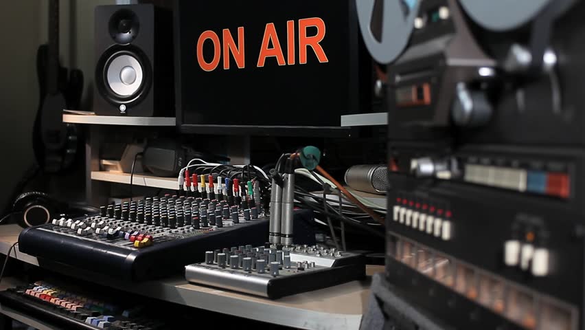 A Microphone Sits In An "On Air" Control Room. 스톡 동영상 비디오 5182367 ...