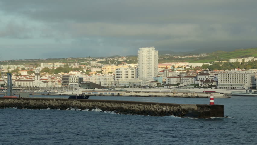 Port Of Ponta Delgada, San Miguel Island, Azores, Portugal Stock ...