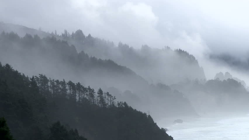 Storm Brings Rain And Fog To The Pacific Northwest Coast In Oregon ...
