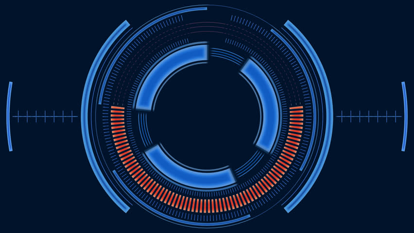 Sci-fi Animated Interface. Different Shapes Are Rotating On Blue ...