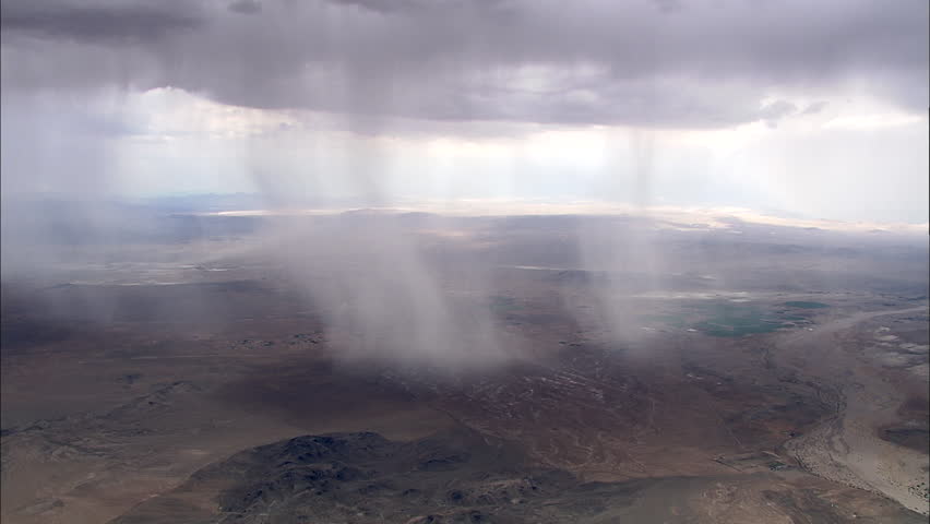 Rain Clouds Desert Plateau. Aerial Shot From Helicopter Of Rain Clouds ...
