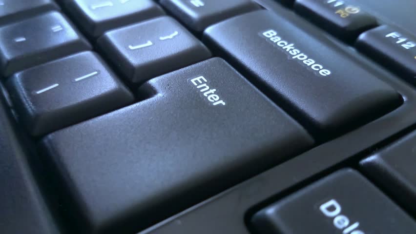 Typing On Black Keyboard Office Footage Woman Hands On ENTER Key - Full ...