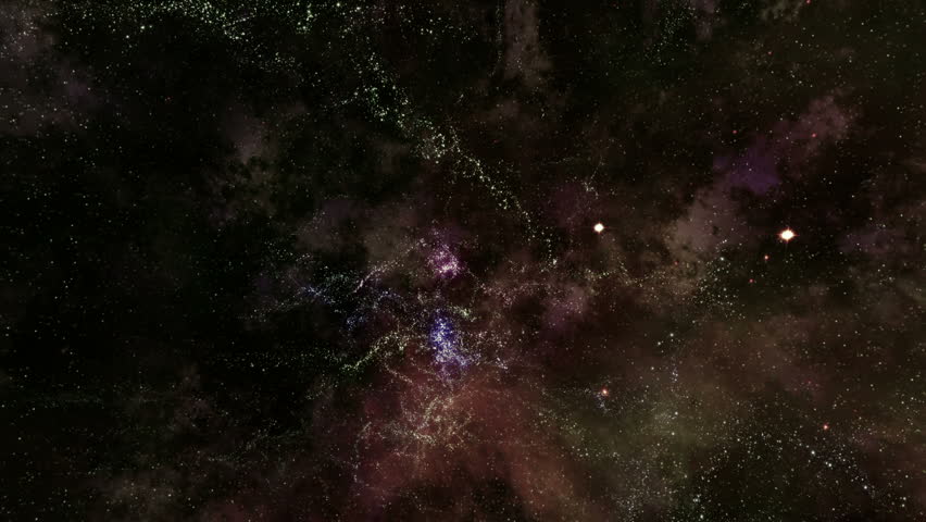 Flying Through Star Fields And Nebulas In Space, Revealing A Spinning ...