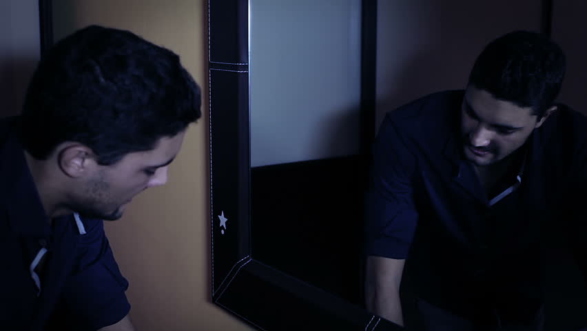 Stock video of angry man looks in mirror screaming | 5747891 | Shutterstock