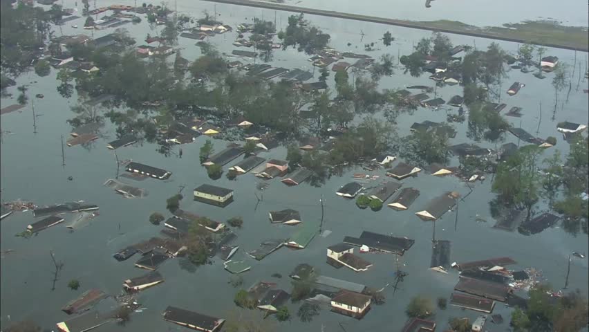 Hurricane Katrina Flood Damage. The Sun Rises Over Neighborhood That ...