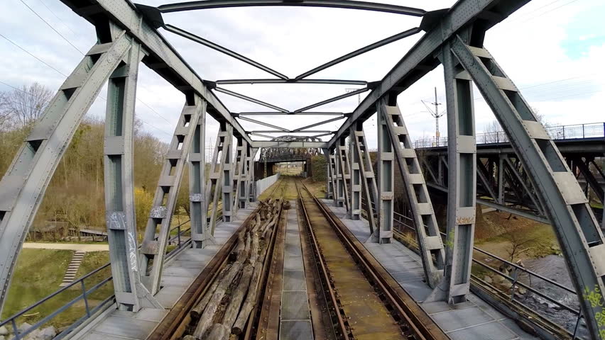 Railroad Bridge. Flying Fly Over. Stock Footage Video (100% Royalty ...