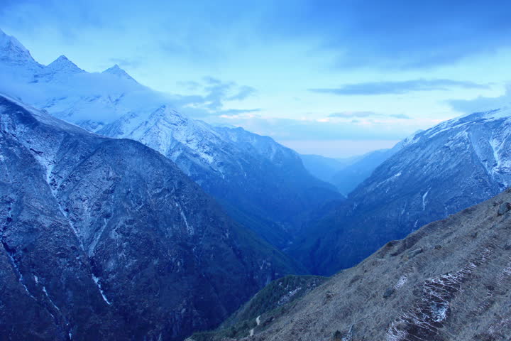 Snow Rocky Mountains Clouds. A Birds Eye View Of Parallel Mountain ...