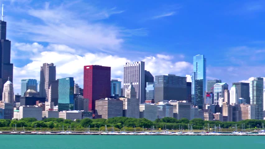 Stock video of chicago skyline on a beautiful sunny | 6196691 ...