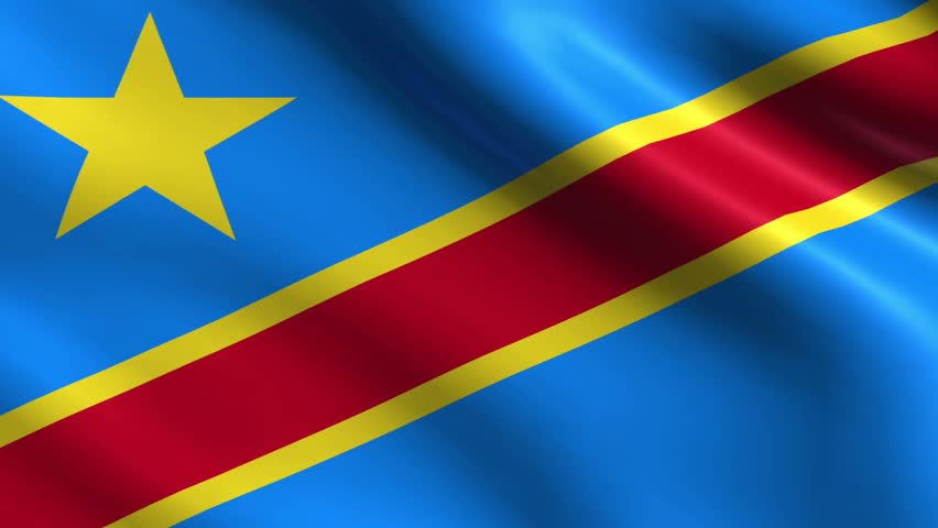 Flag Of Democratic Republic Of Congo, Slow Motion Waving. Rendered ...