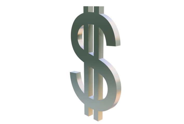 3d Silver Dollar Sign - Two Lines Version. 100% Blue Chroma Key For ...