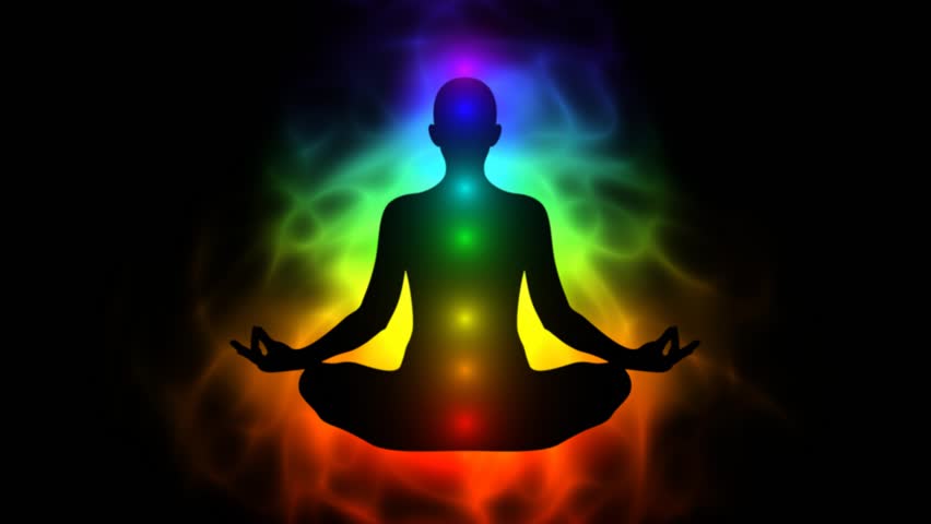 Human Aura, Chakra, Enlightenment Of Mind In Meditation Stock Footage ...