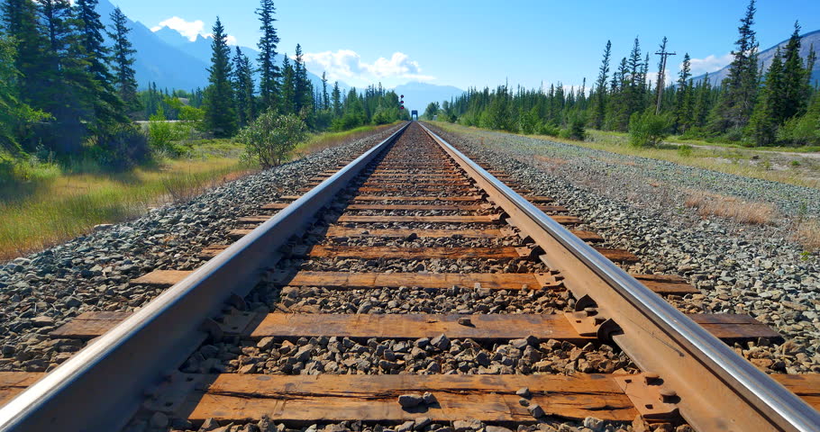 Railroad Tracks Perspective Shot, Tilt Stock Footage Video (100% ...