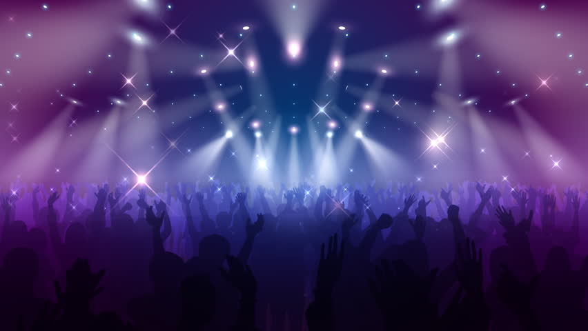 Crowd At Rave Party, People Dance In Blue Light Of Projectors Stock ...