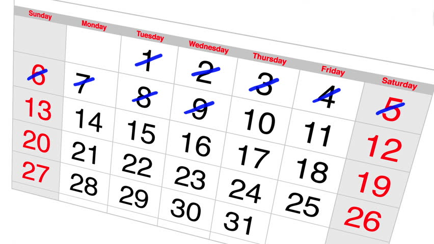 Stop Motion Animation Showing Passage Of Time Through A Calendar Month ...