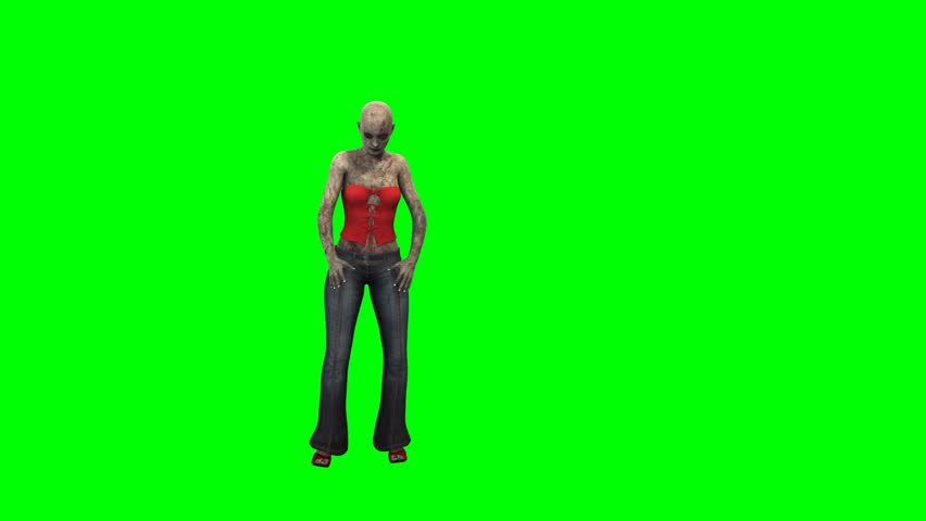 Zombie Girl Walks Green Stock Footage Video 100