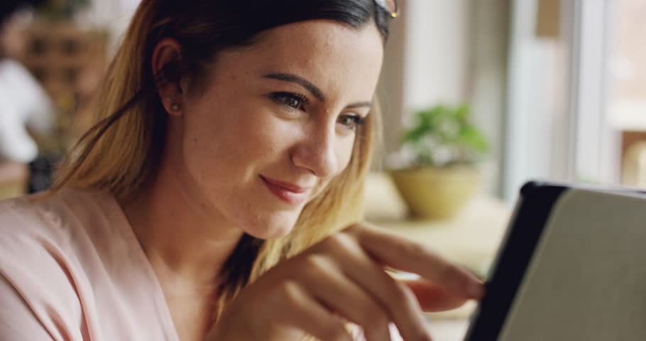 Beautiful Woman Using Ipad Tablet Stock Footage Video (100% Royalty ...