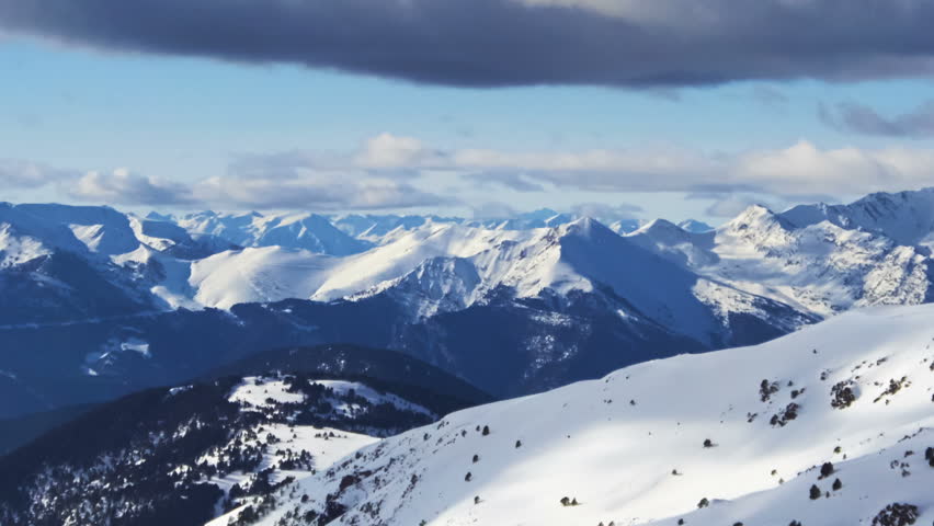 Epic View Of Snow Mountain Landscape Panoramic Scenery. Winter Season ...