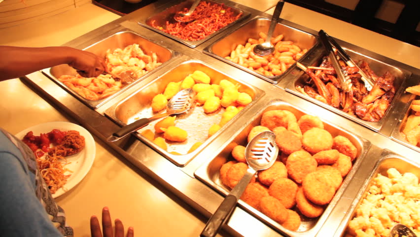 Restaurant Guests Select Food From A Buffet Stock Footage Video 1932715 ...