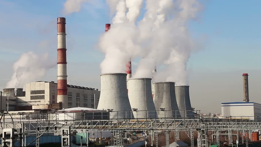 Coal Burning Power Plant With Smoke Stacks, Moscow, Russia Stock ...