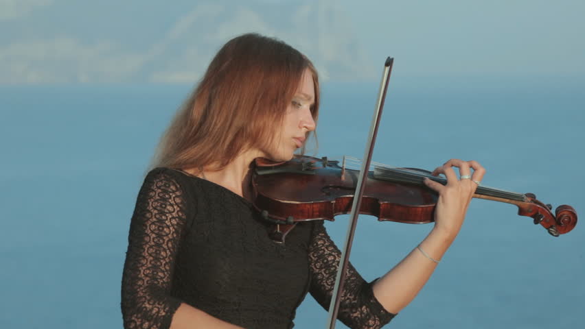 Shot Of Outdoor Orchestra, Close Up On The Musicians Playing String ...