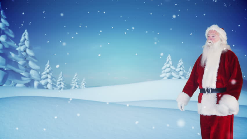 Digital Animation Of Snow Falling On Christmas Presents In Snowy ...