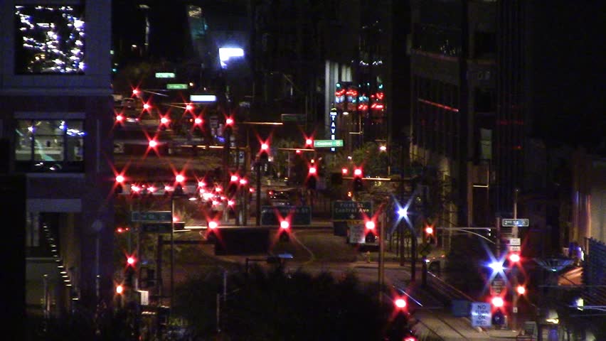 Urban Trees Decorated With Christmas Lights - Night - City: Urban ...