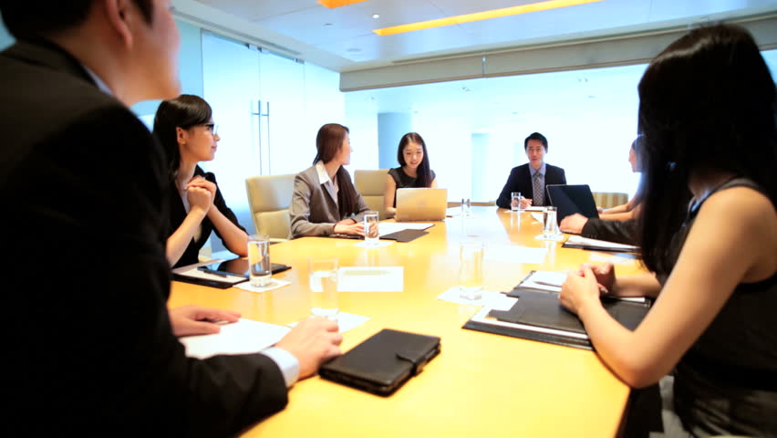 Asian Chinese Male Female Business Executives Consultants Asia City ...