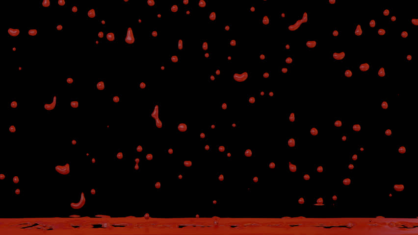 Animated Dripping Blood Droplets In Slow Motion. Transparent Background ...