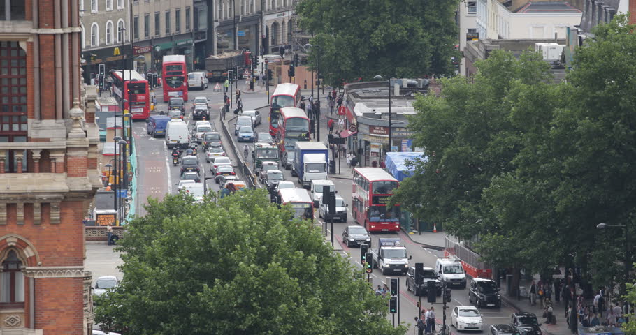 LONDON, ENGLAND - AUGUST 15, 2013 Crowded Busy Street Traffic Jam Car ...