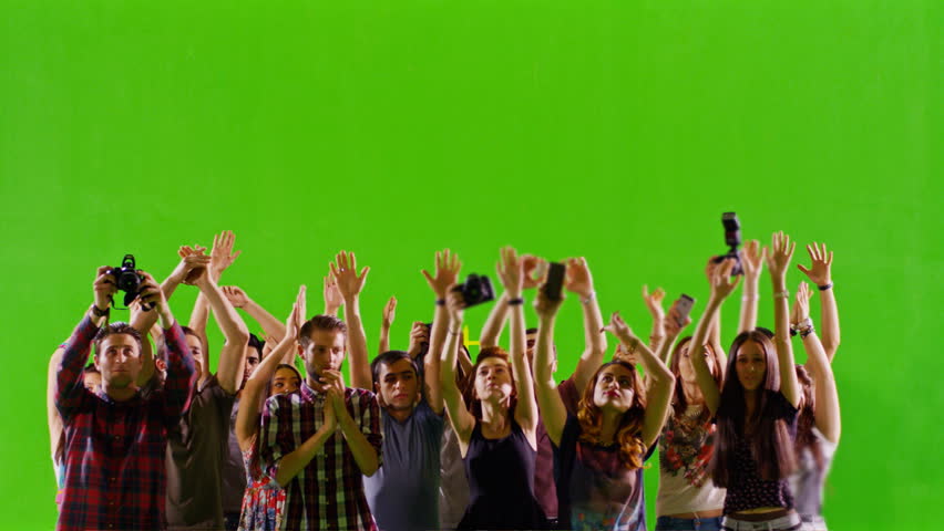 Crowd Of Fans Dancing On Green Screen. Concert, Jumping, Dancing. Slow ...