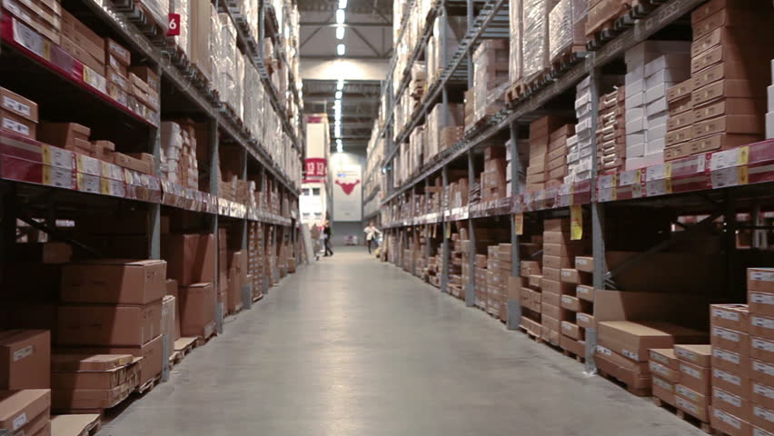 Multi Level Warehouse With Racks Full Of Goods And Materials Stock ...