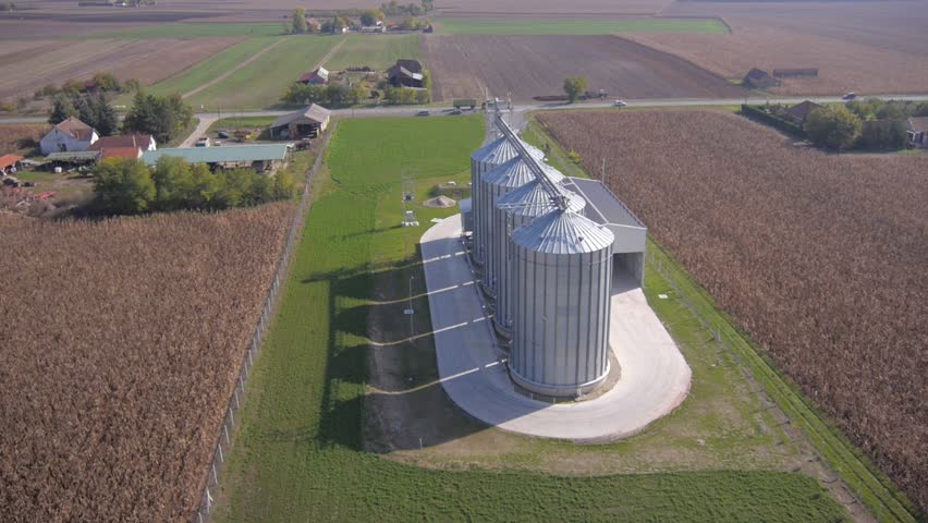 Aerial View Of Modern Farm Silo. Stock Footage Video 9154388 | Shutterstock