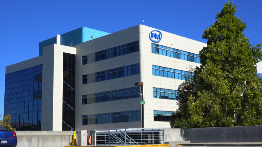 Dalian, China - October 2009: Intel Logo On A Modern Building In Their ...