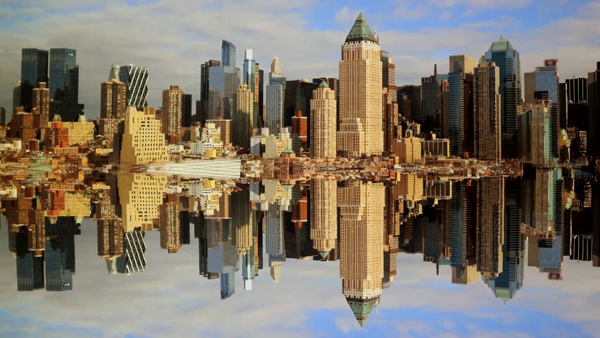 Mirror Reflection of City Panorama Stock Footage Video (100% Royalty ...