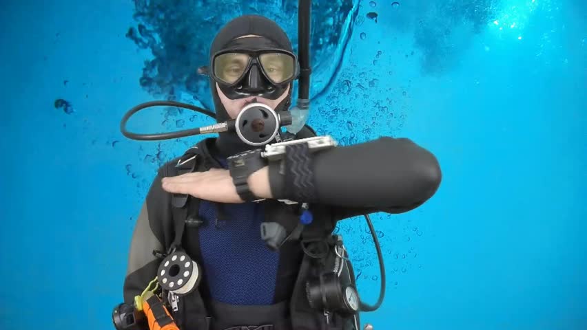 Female Scuba Diver Playing With Regulator Underwater In The Pool Stock ...