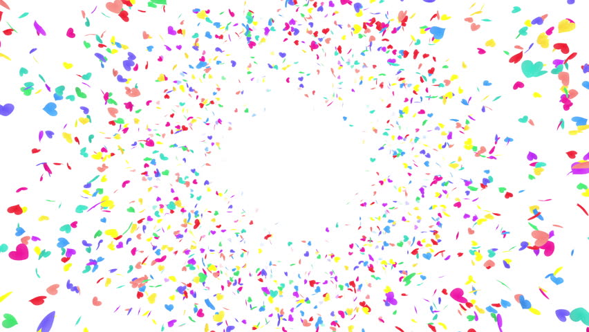 Falling Colorful Confetti On White Background. HQ Seamless Looping ...