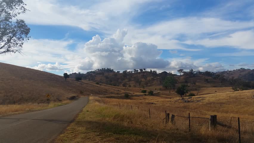 Australian Landscape Establishing Shot Exterior Sunny Day Of Dry Rural ...