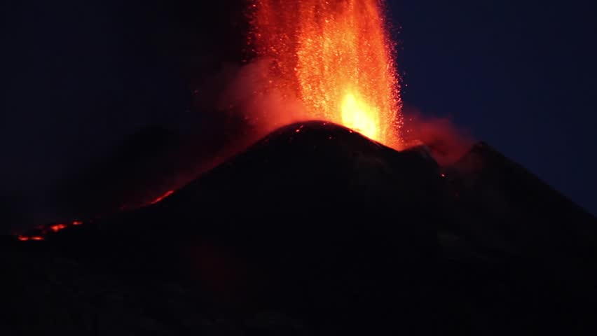 Volcanic Erupt,falling Magma,explosion Fire. Stock Footage Video ...
